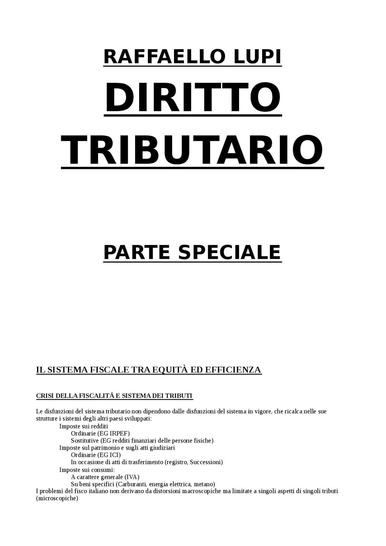 Diritto Tributario Parte Speciale Docsity