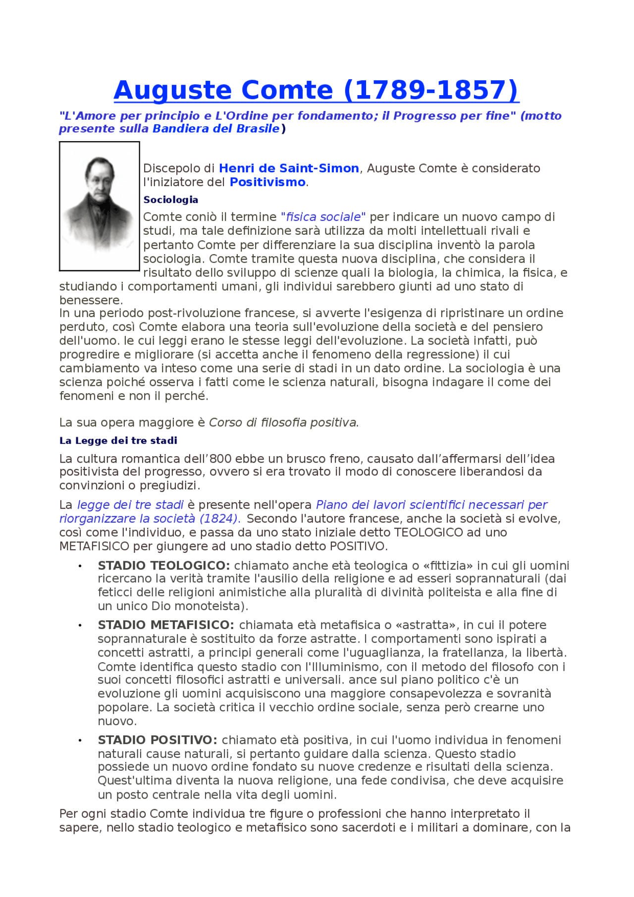 Auguste Comte Docsity