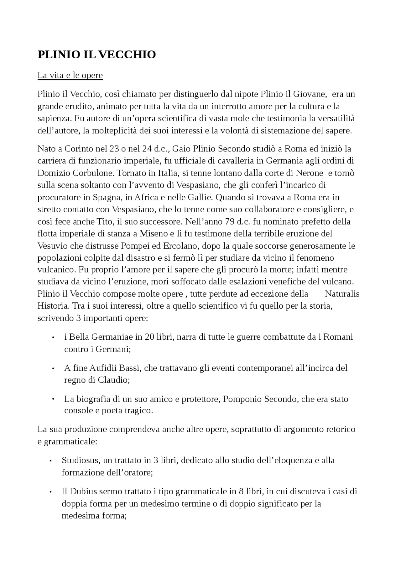 Plinio Il Vecchio Docsity