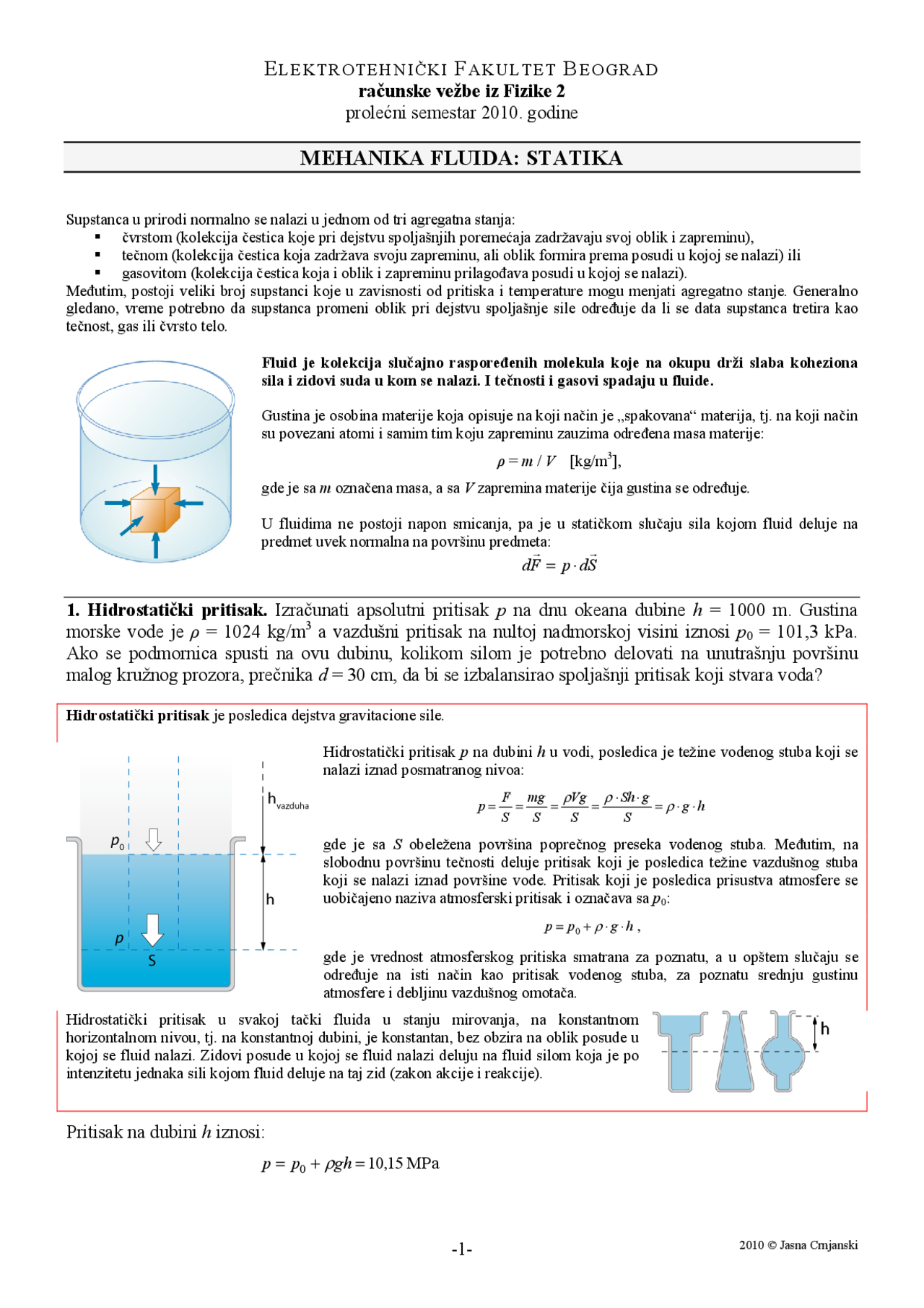Fizika 2-Skripta-Elektrotehnicki fakultet-Racunske Vezbe 04 fluidi | Rezime' predlog Fizika ...
