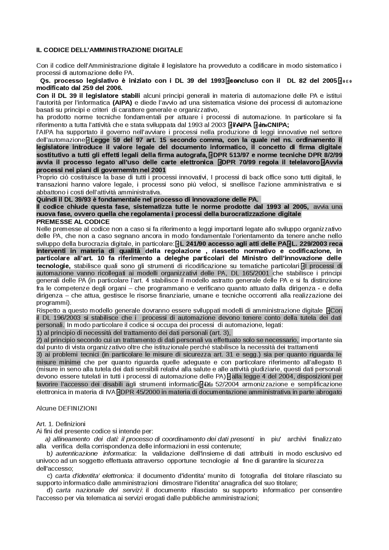 Il Codice dell'Amministrazione Locale - Docsity