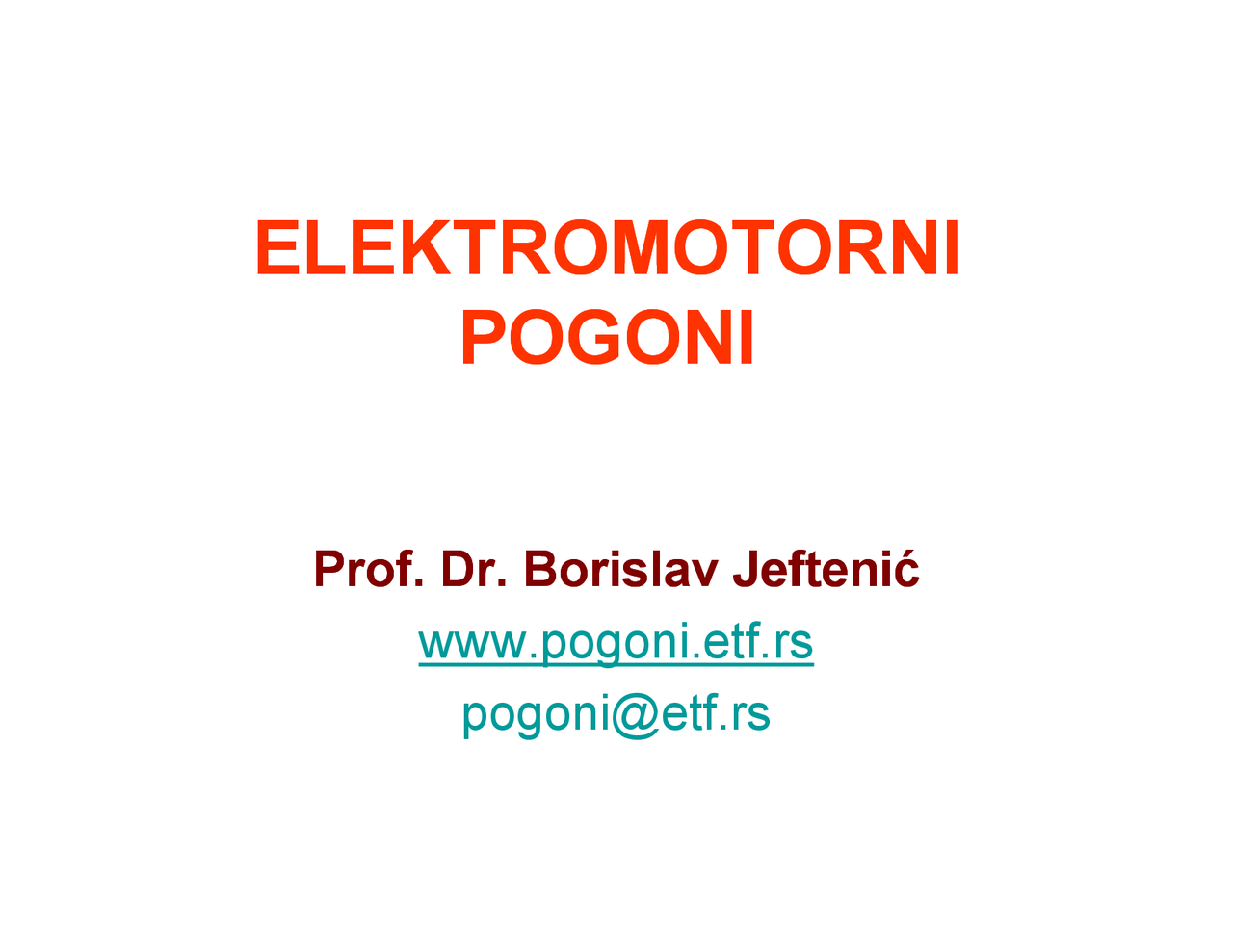 Skripta-Elektromotorni pogoni-Elektrotehnicki fakultet 01 UVOD | Rezime ...