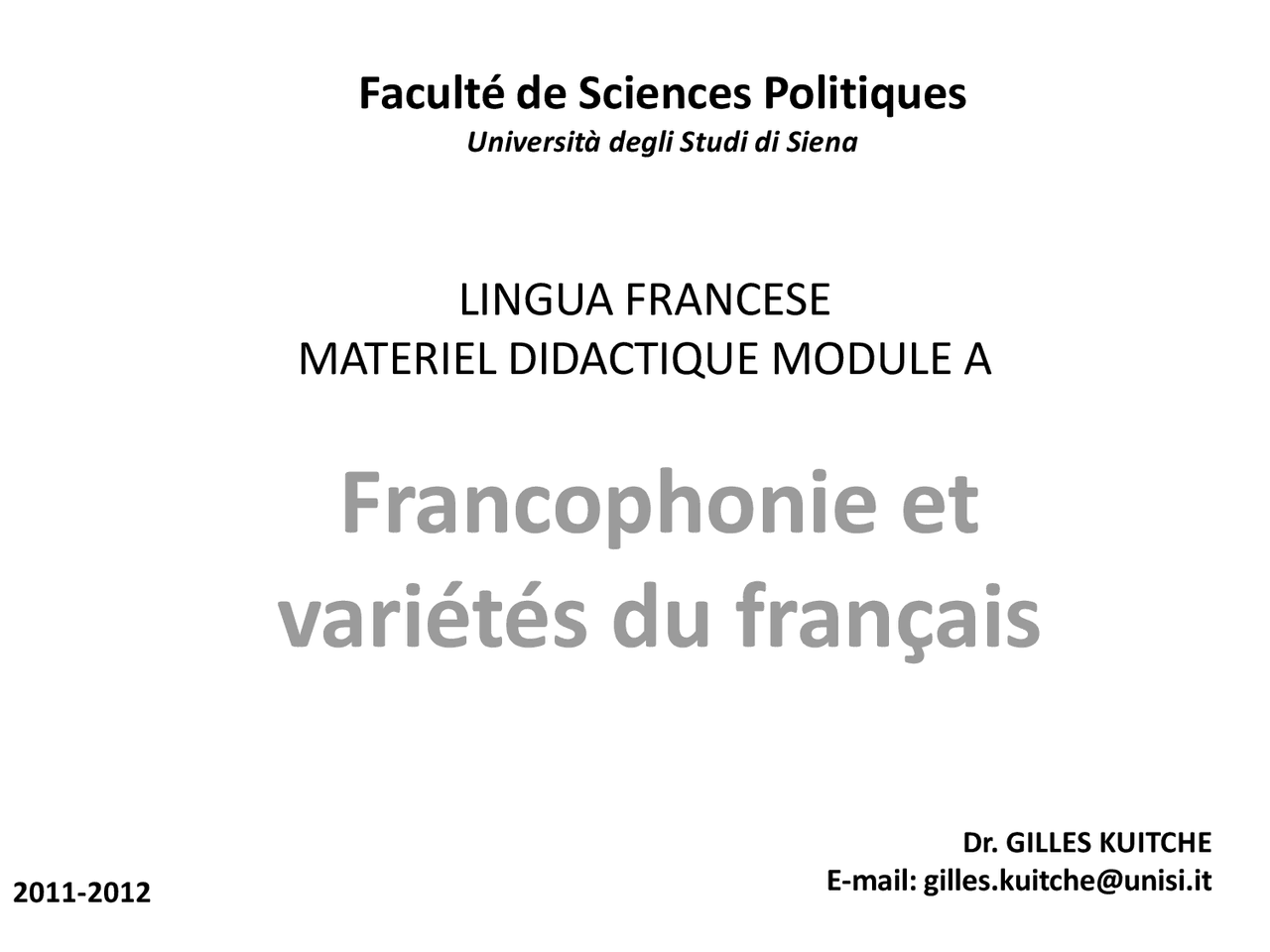Matériel Didactique Langue Française Docsity