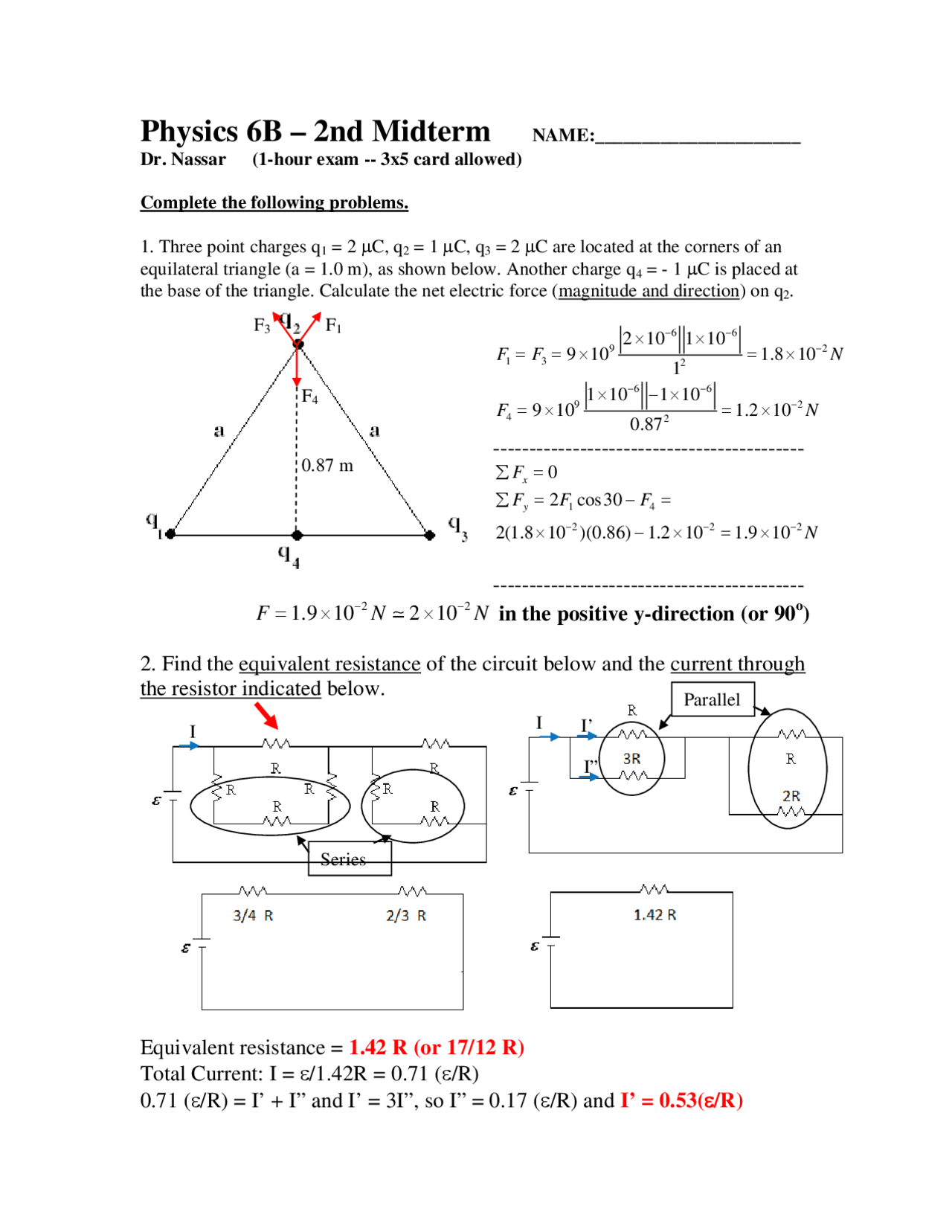 Midterm 2 Solved Physics For Life Sciences Physics 6b Docsity