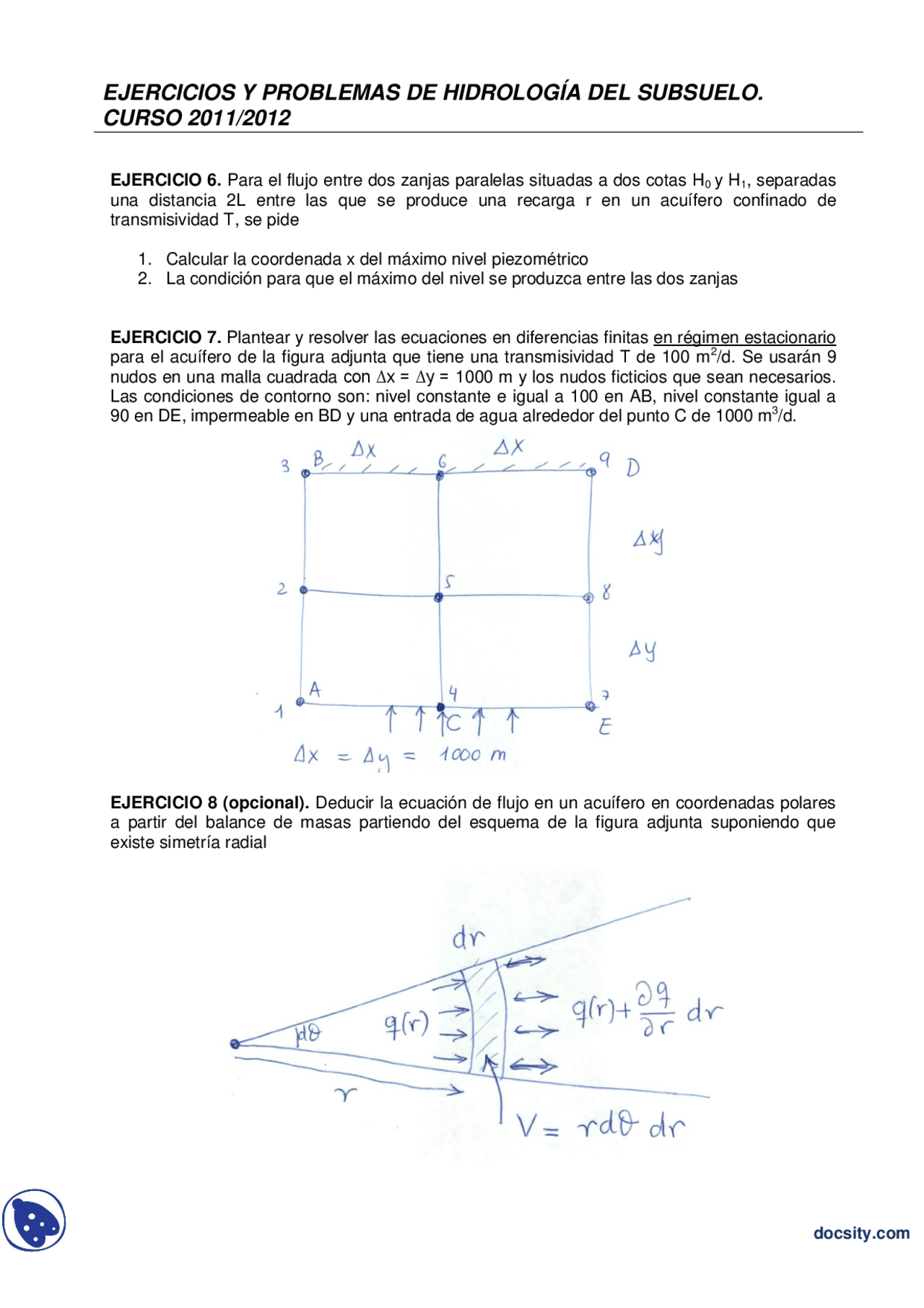 Ejercicios y problemas de hidrologia del subsuelo 2 - Hidrologia Subterranea - Practicas ...