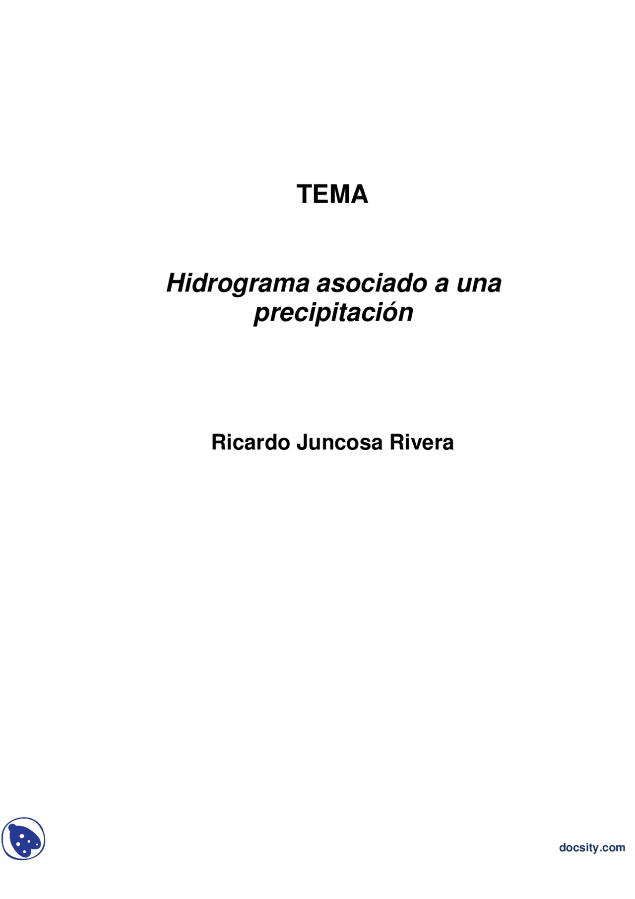 Hidrogramas 1 Hidráulica E Hidrología 2 Apuntes Docsity