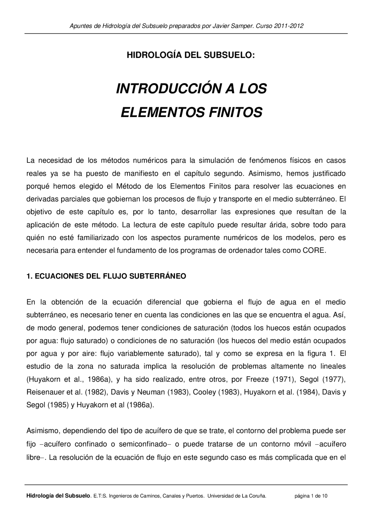 Introduccion a elementos finitos - Hidrologia Subterranea - Apuntes ...