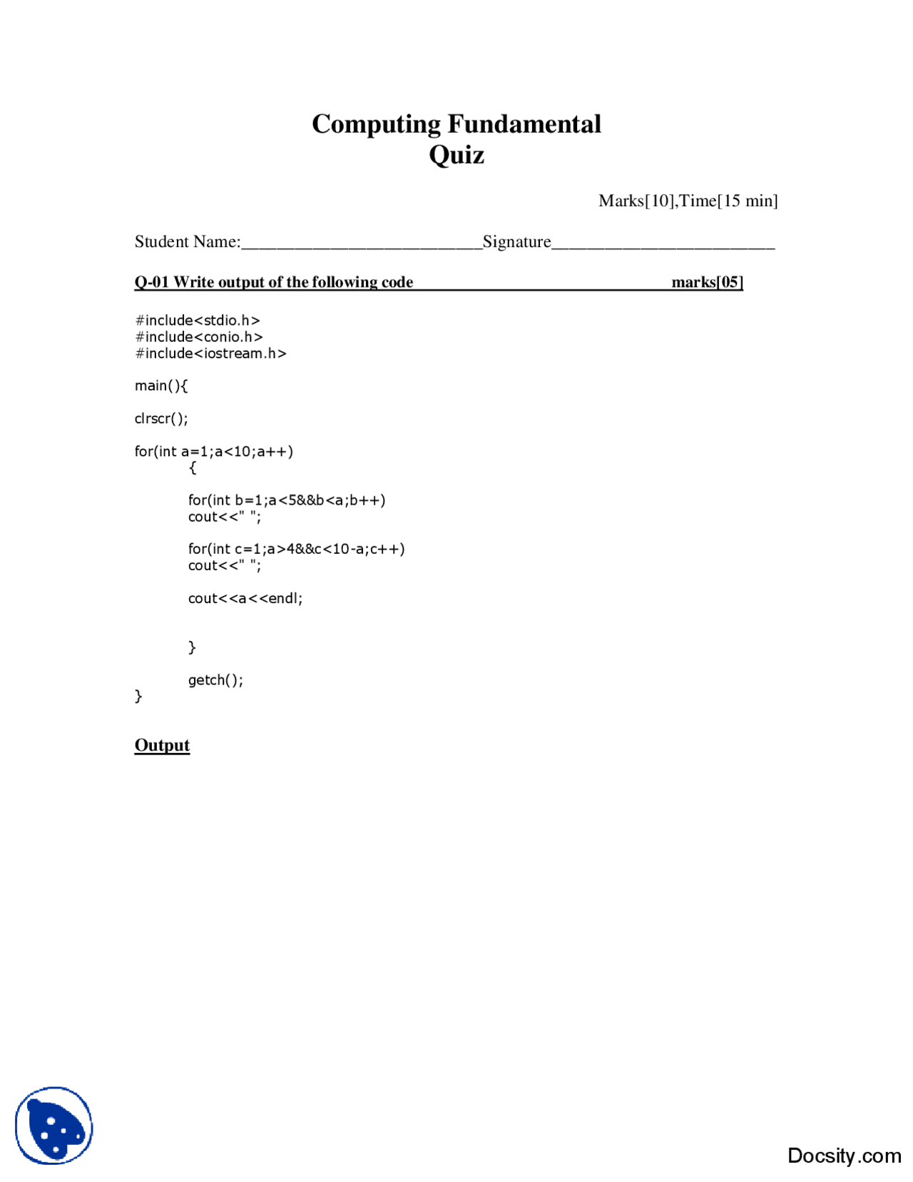Loops Arrays Computer Fundamentals Quiz Docsity