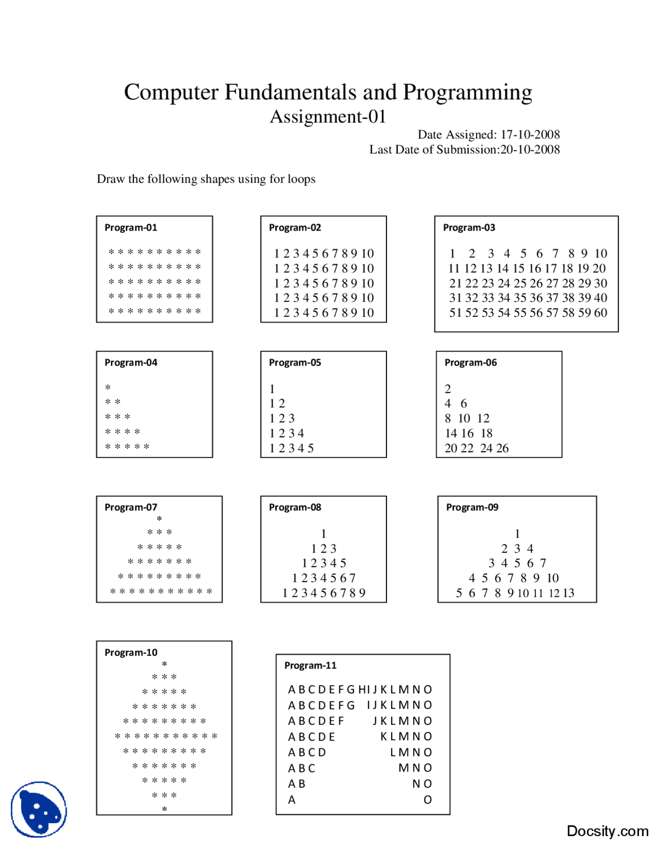 Loops Computer Fundamentals Assignment Docsity