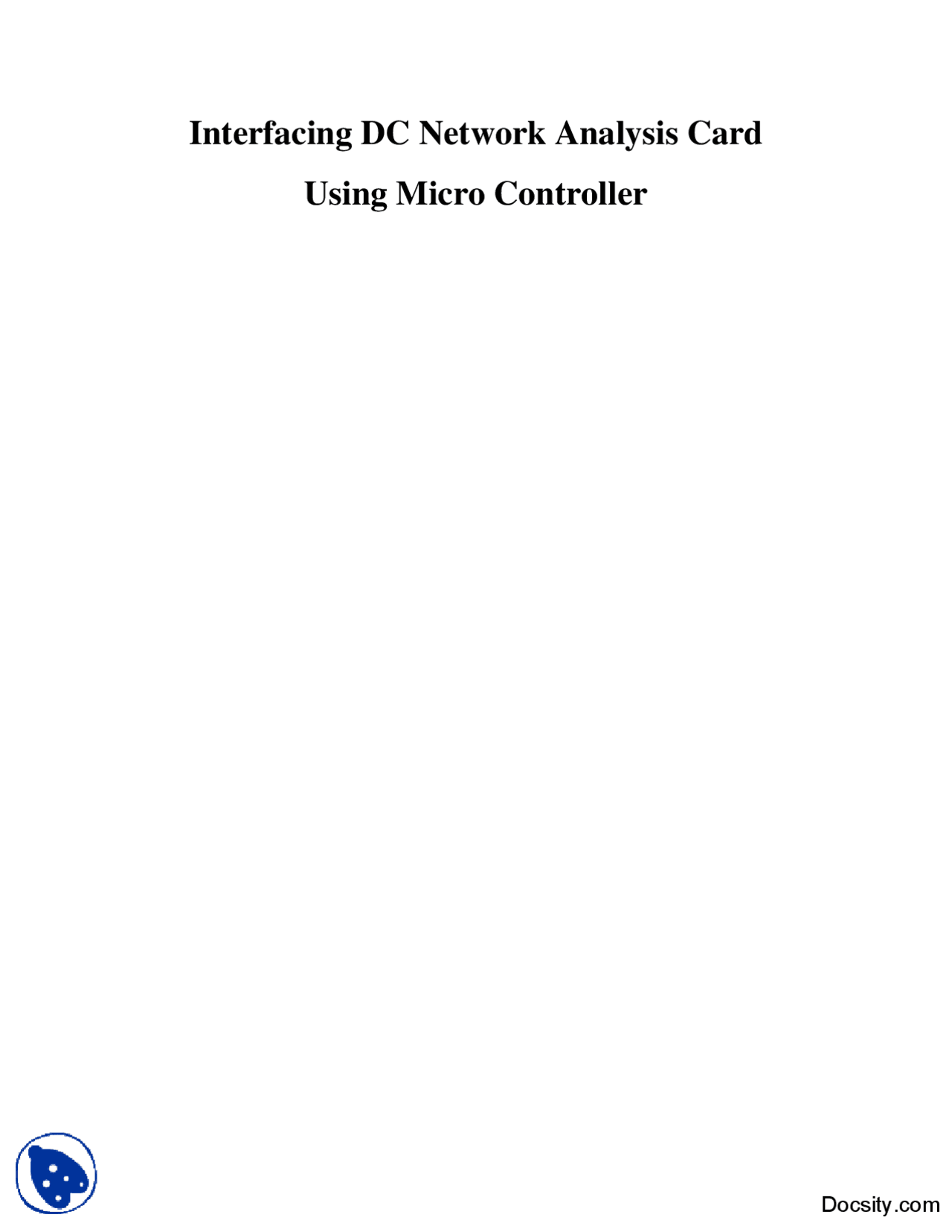 Interfacing D.C. Network Analysis Card Using Microcontroller-Microcontroller and Assembly ...