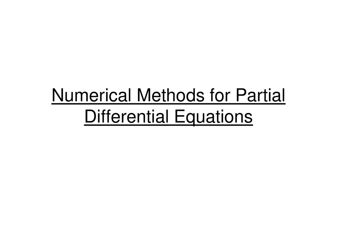 Numerical Methods For Partial Differential Equations Differential