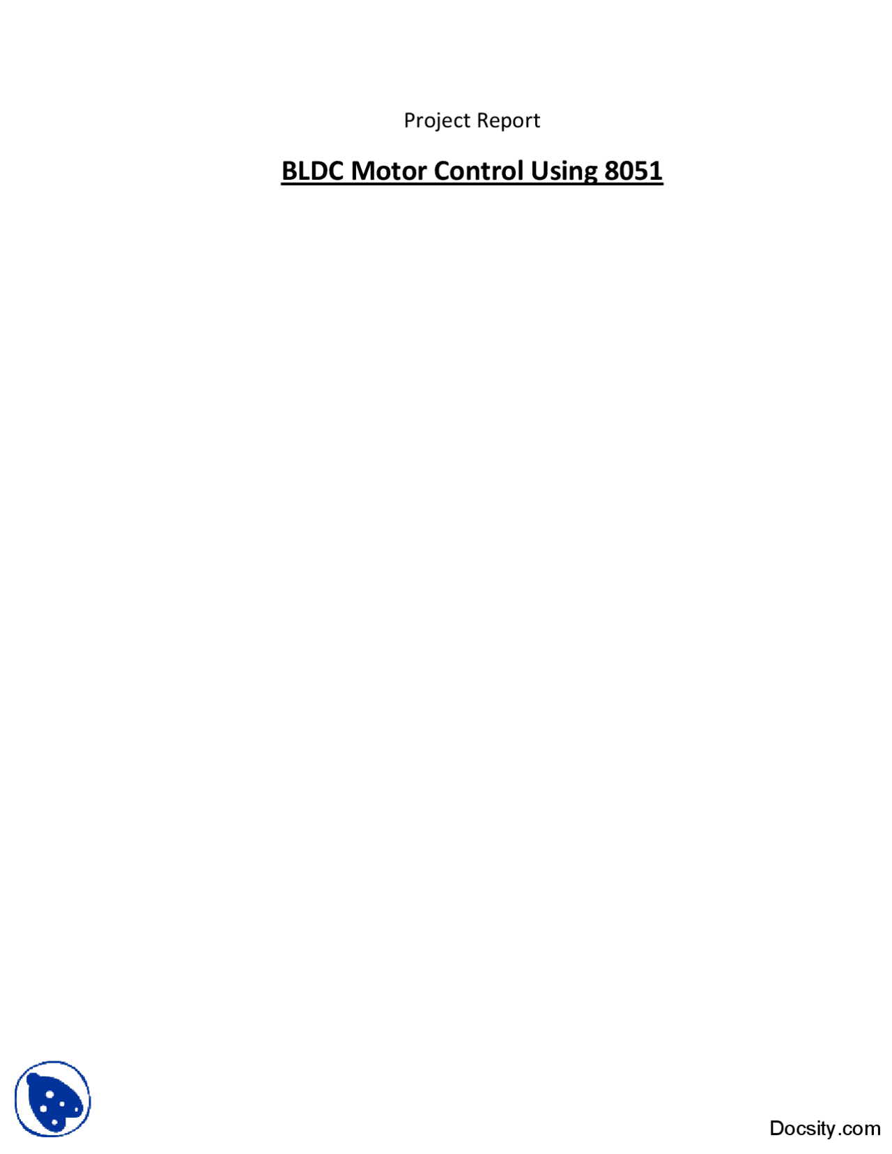 Bldc Motor Drive Microcontroller And Assembly Language Project Report