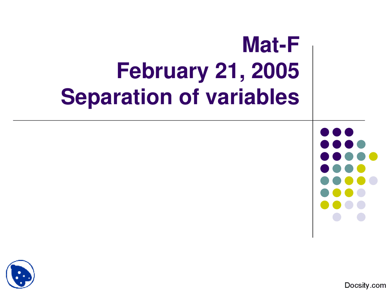 Separation of Variables-Mathematics-Lecture Slides - Docsity