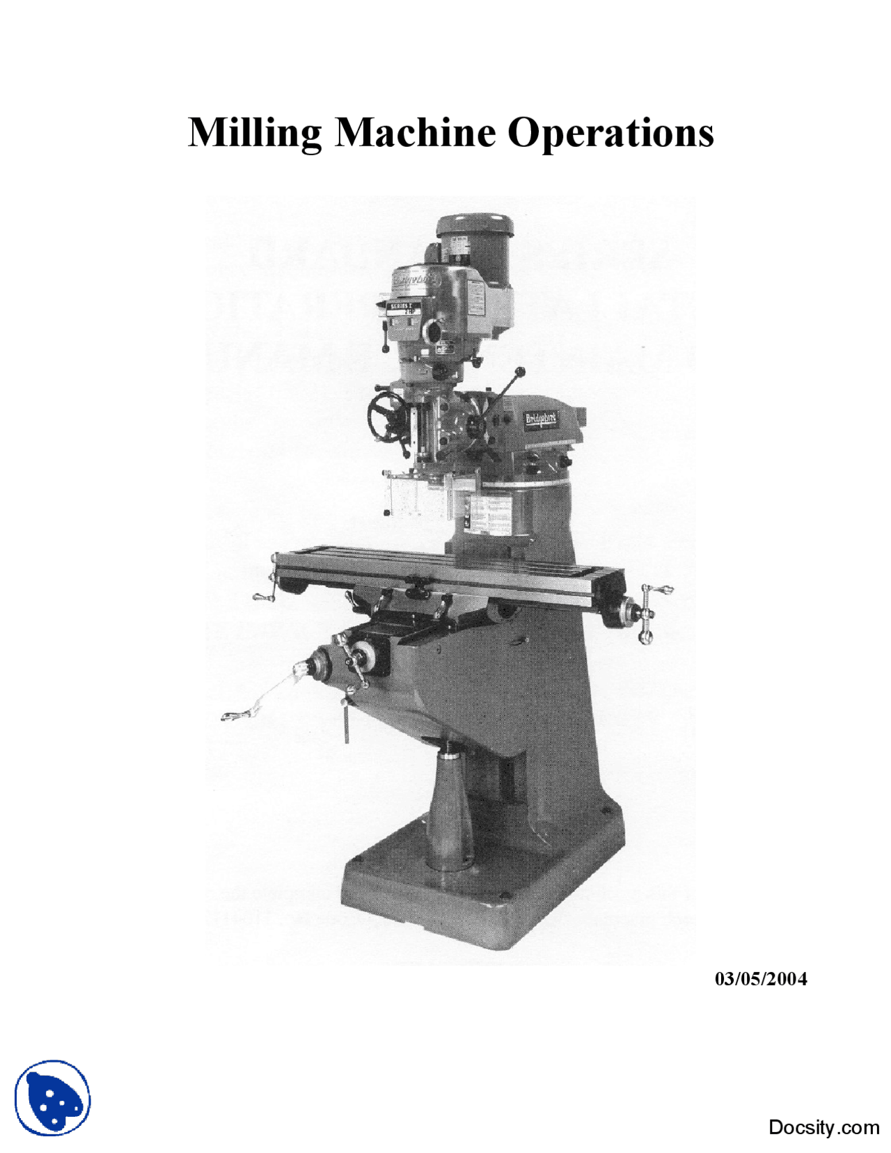 Milling Machine Operations-Mechanical Engineering-Lecture Slides - Docsity