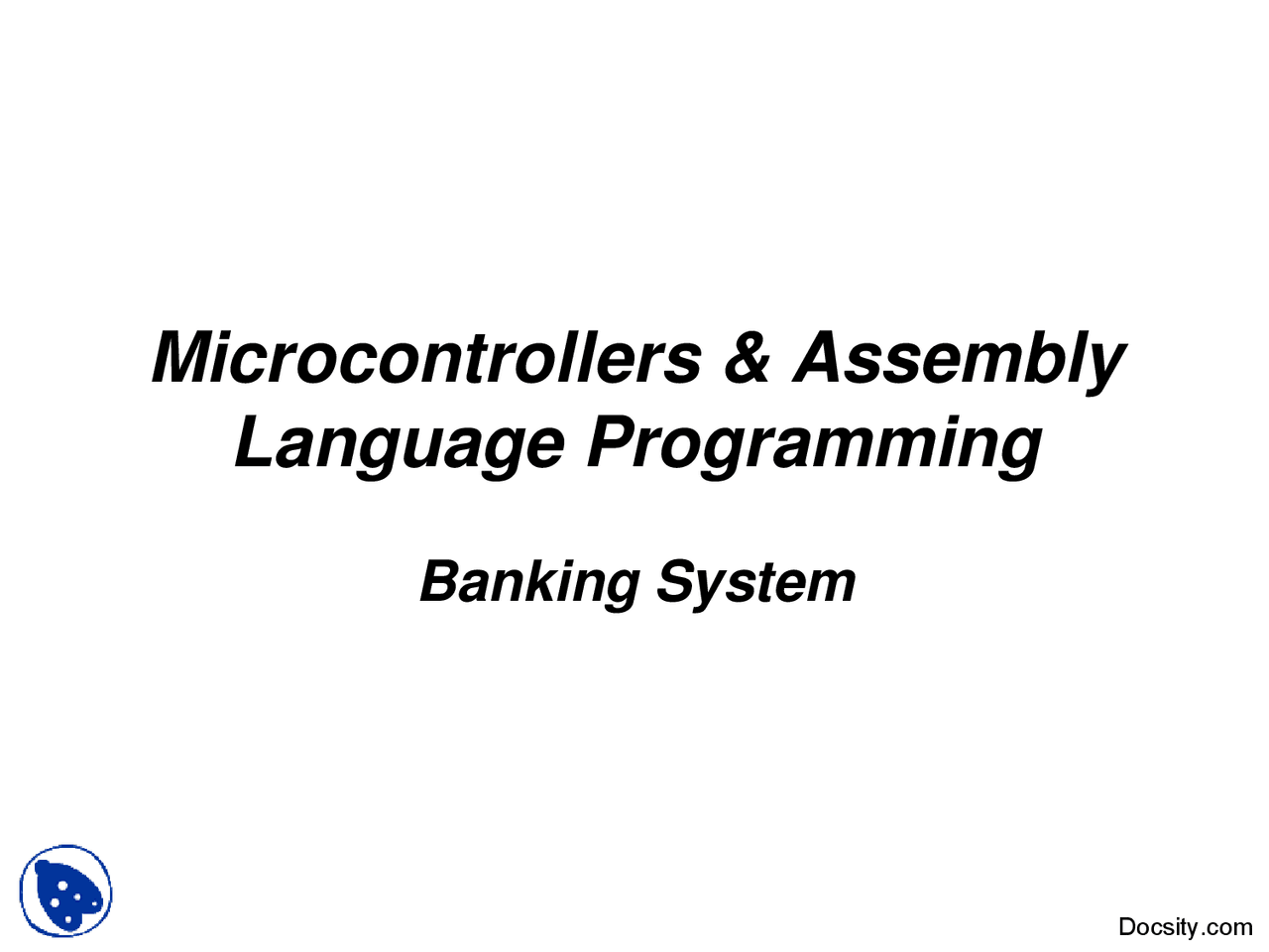 Microcontrollers And Assembly Language Programming Microcontroller And