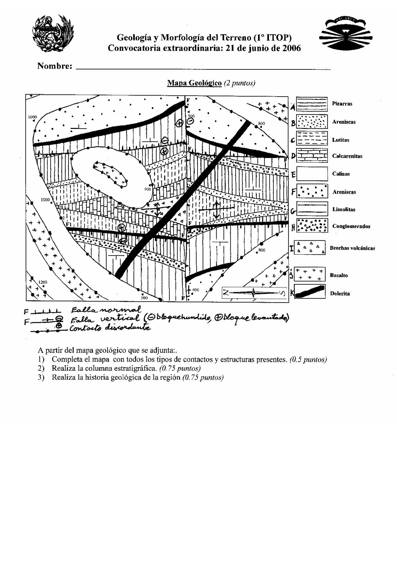 Exam de Geologia y morfologia del terreno - Junio '05-'06 - Solucion ...