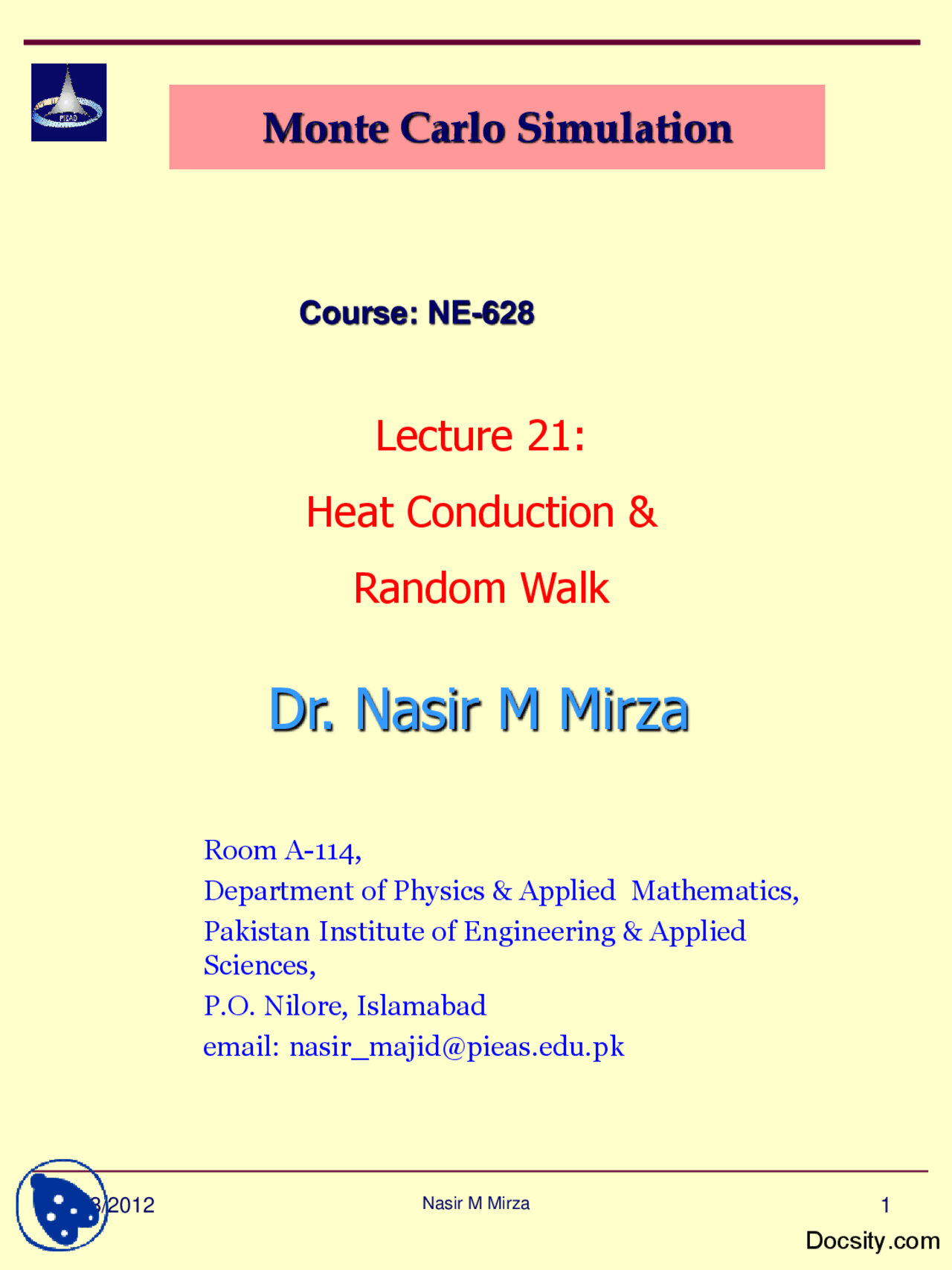 Heat Conduction and Random Walks-Monte Carlo Simulation-Modeling and ...