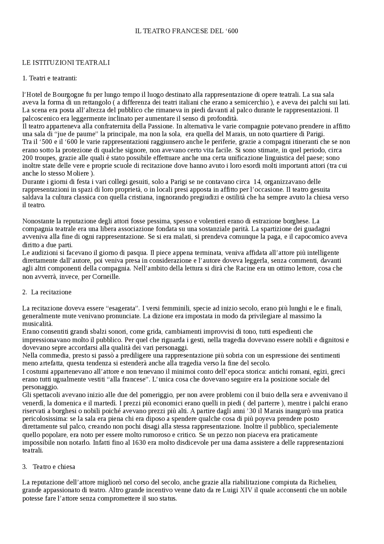 Il Teatro Francese Del Docsity