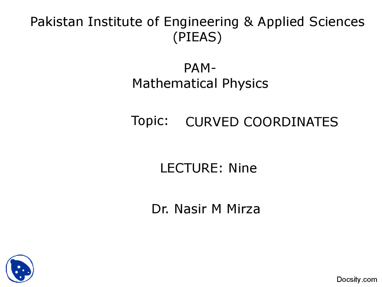 Curved Coordinates Part 2 Mathematical Physics Lecture Slides Docsity