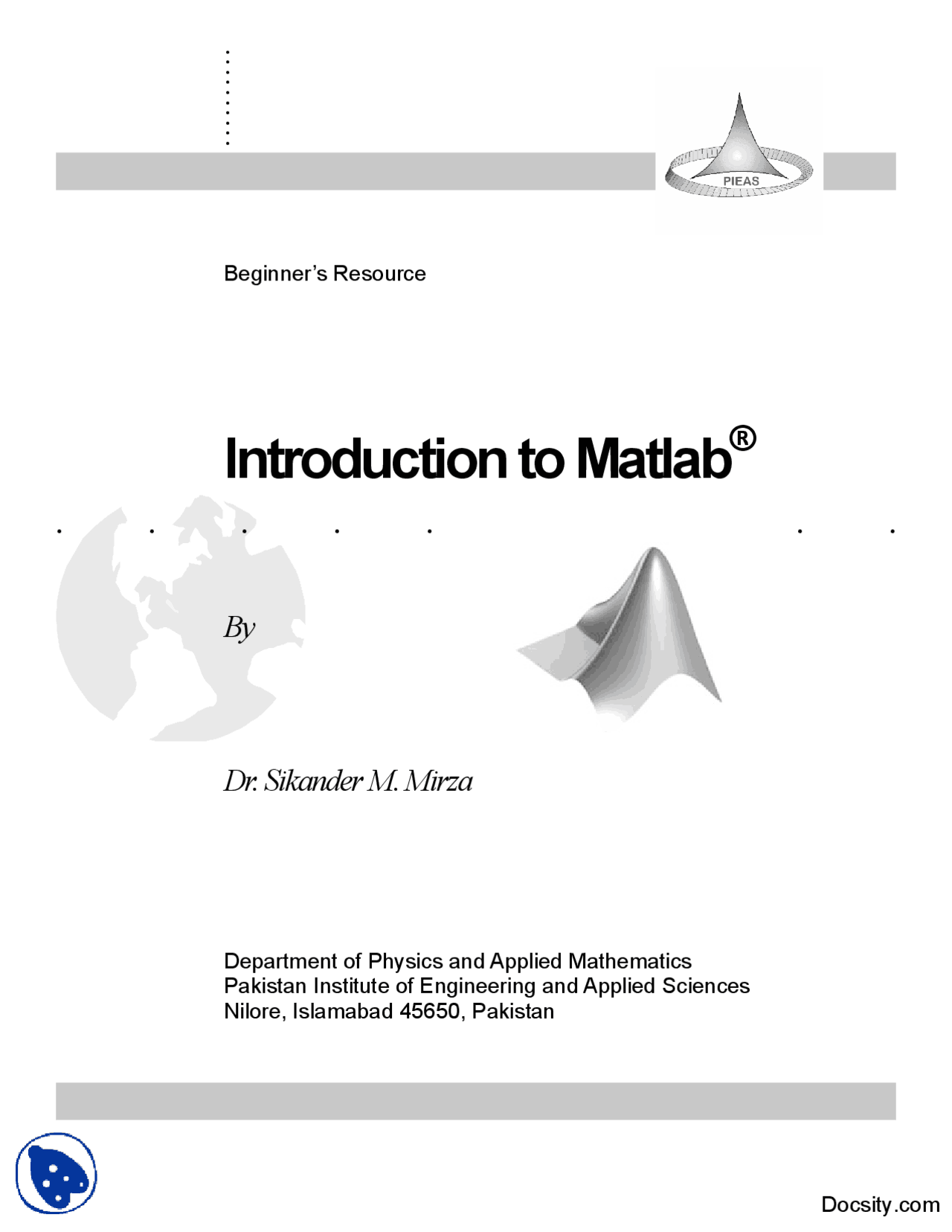 Introduction To Matlab Matlab Manual Docsity