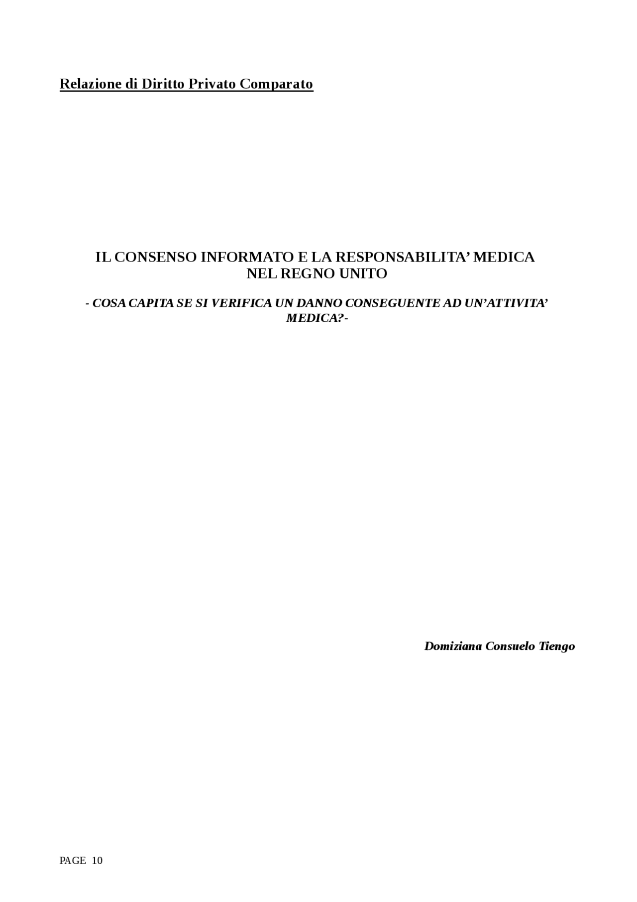 Il Consenso Informato E Trattamento Medico In Inghilterra Docsity