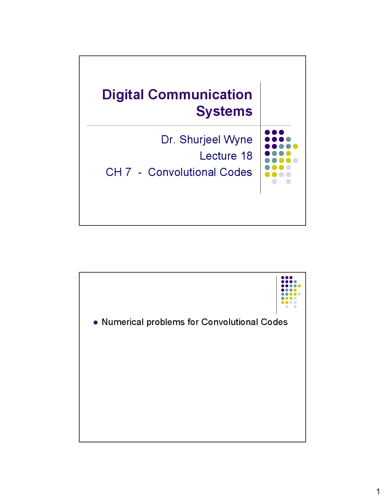 Convulational Codes-Digital Communication Systems-Lecture Slides | Slides Digital Communication ...