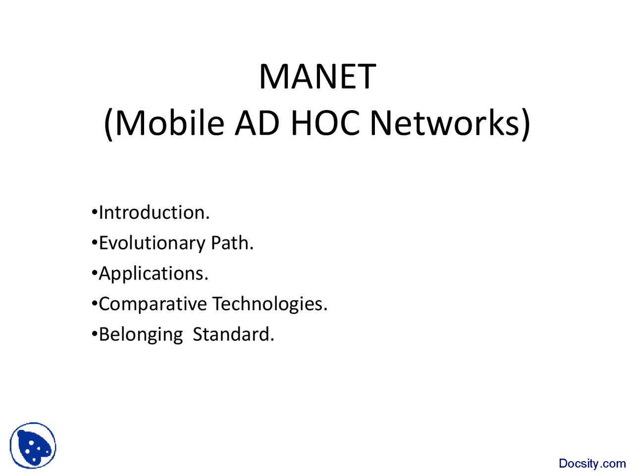 MANET-Data Communication and Computer Networks-Lecture Slides | Slides ...