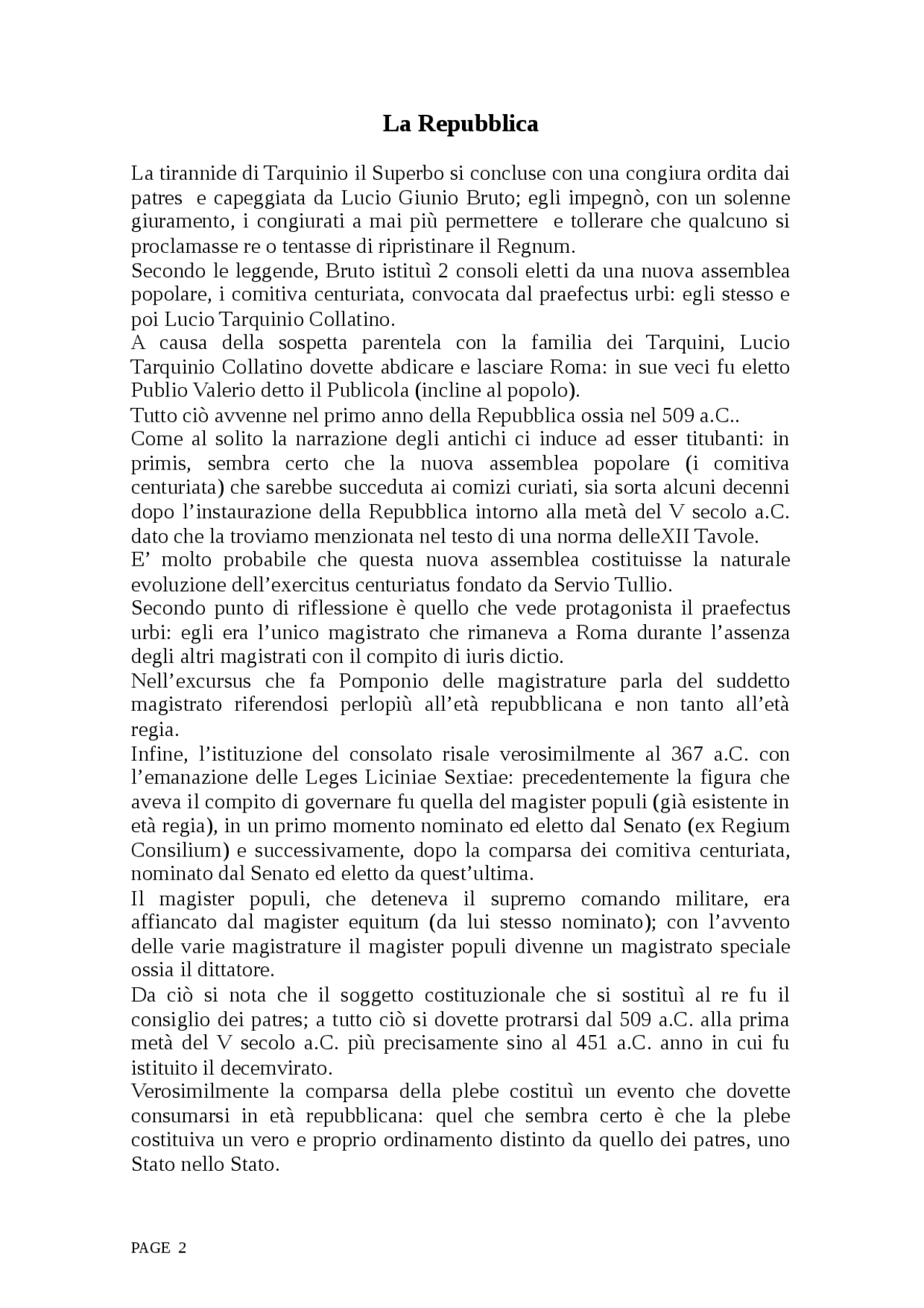 Riassunto La Repubblica Docsity