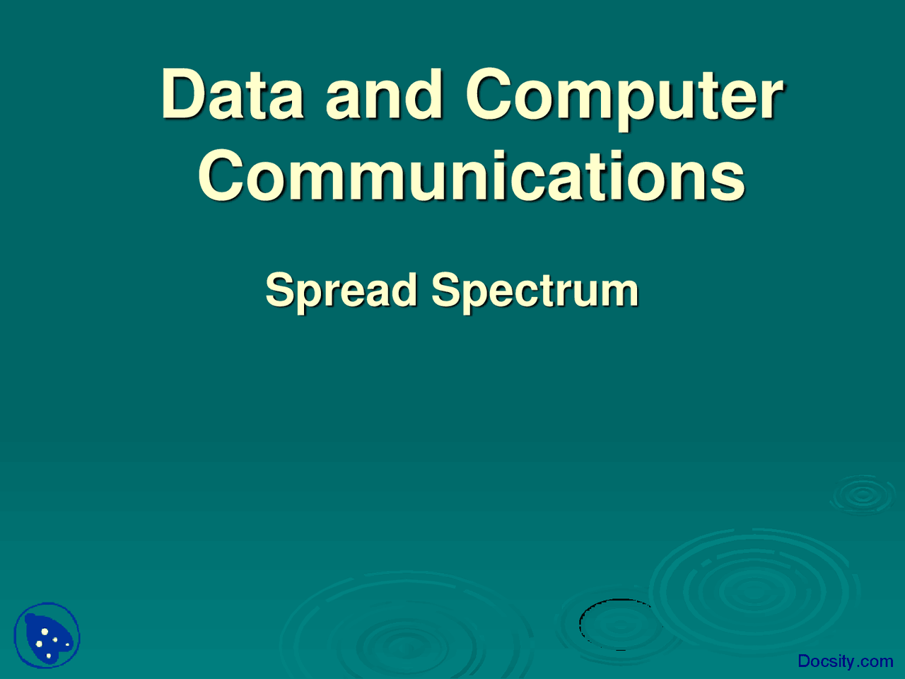 Spread Spectrum Data Communication And Computer Networks Lecture Slides
