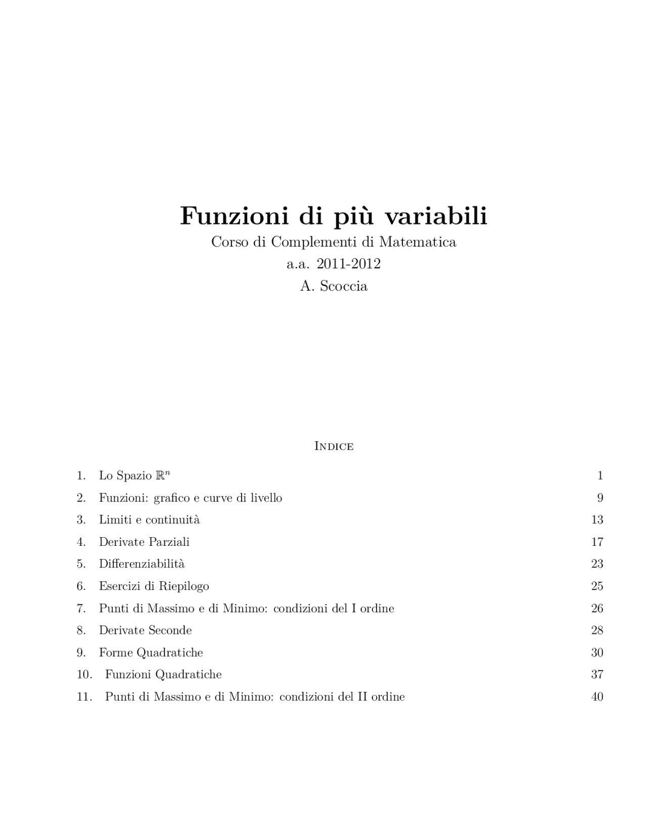 Funzioni Di Più Variabili Docsity