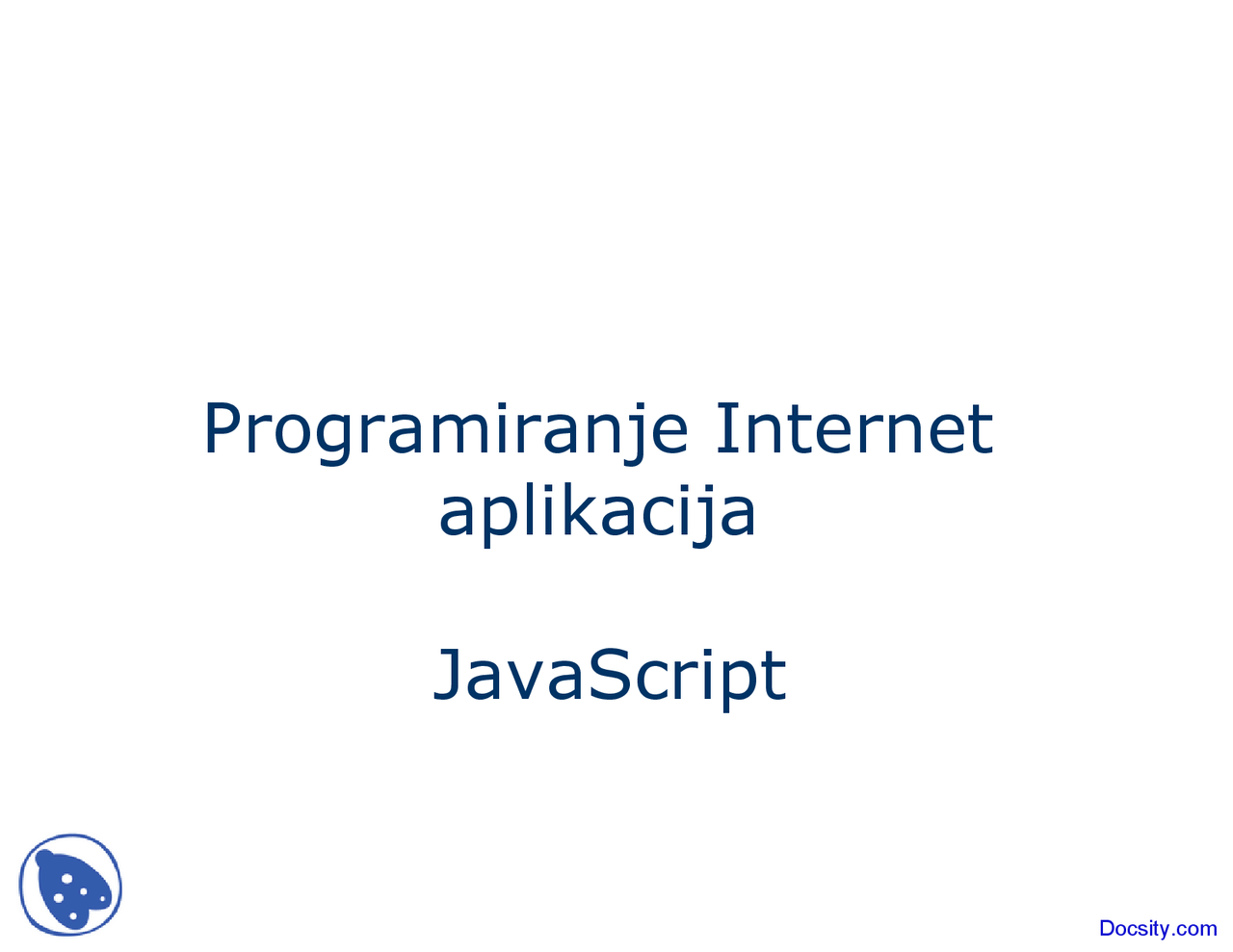Programiranje Internet Aplikacija Slajdovi Elektrotehnicki Fakultet Js1