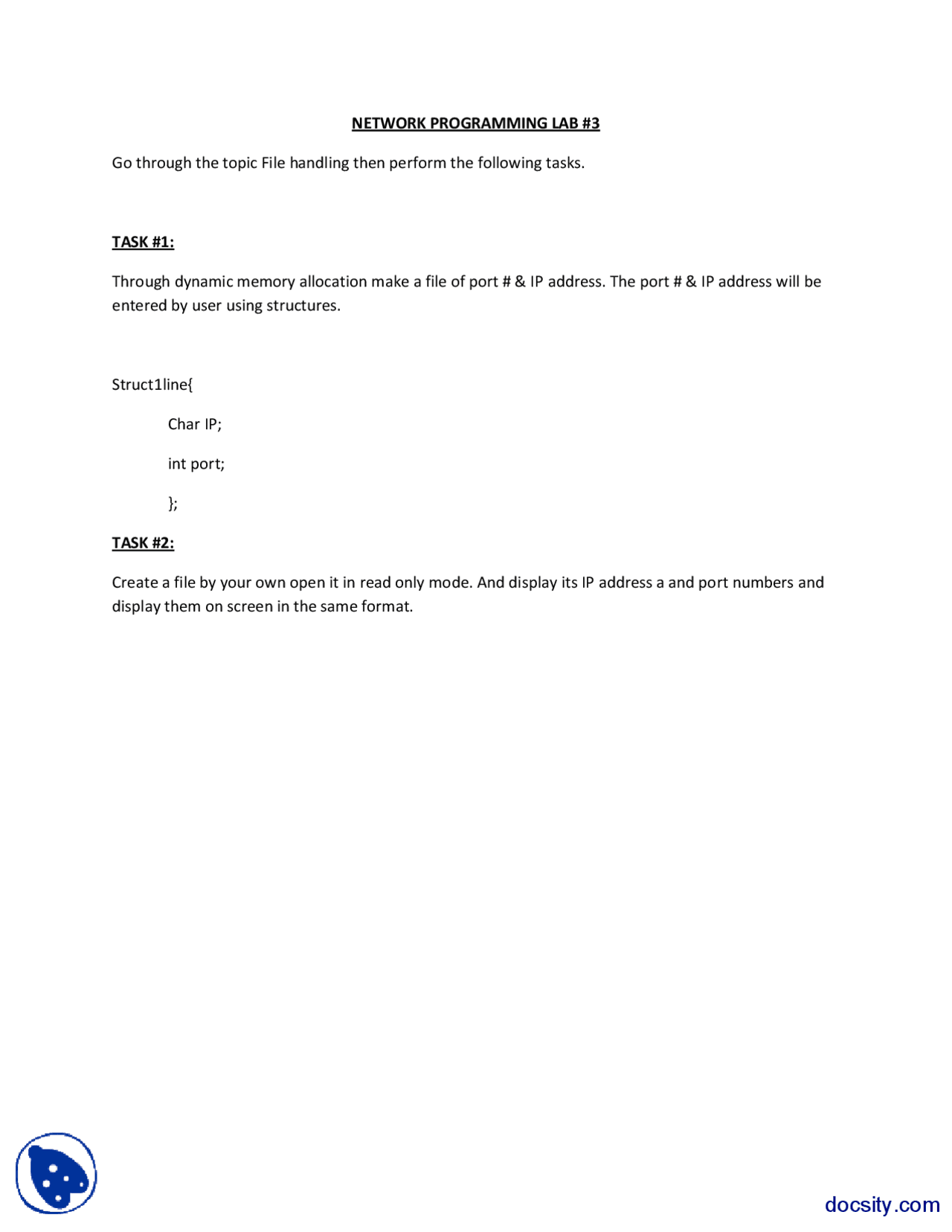 File Handling Network Programming Lab Manual Docsity