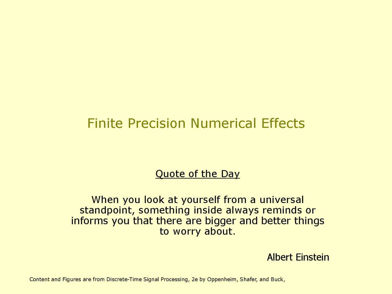 Finite Precision Numerical Effects Digital Signal Processing Lecture Slides Slides Digital 6094