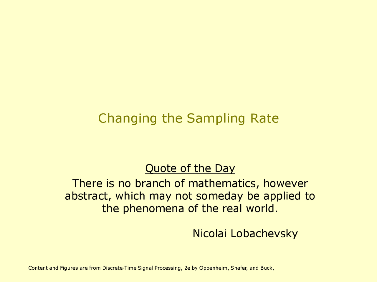 Changing the Sampling Rate-Digital Signal Processing-Lecture Slides | Slides Digital Signal ...