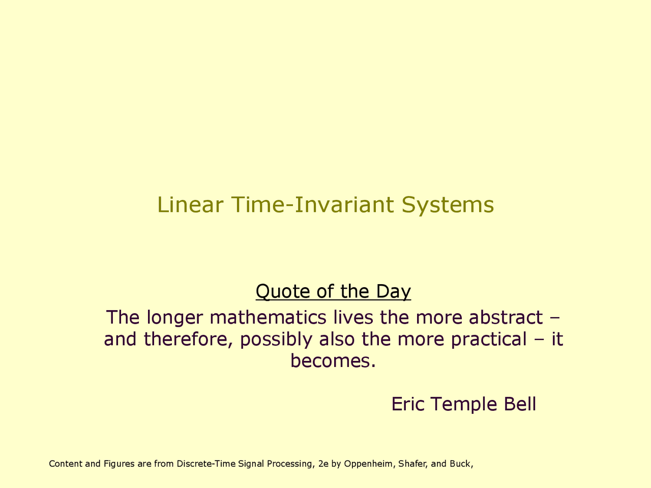 Lti Systems Digital Signal Processing Lecture Slides Slides Digital