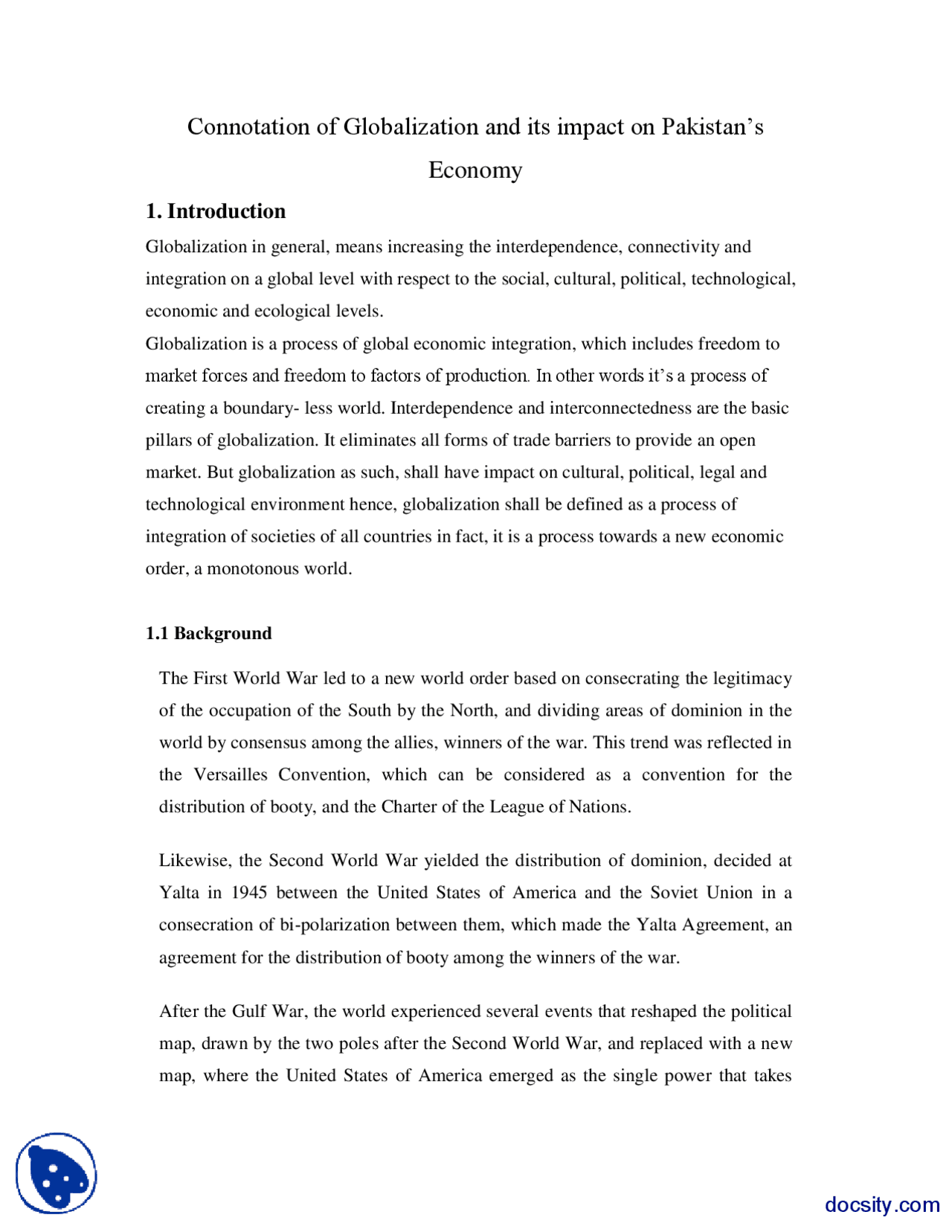 Globalization-Management Practices-Project Report - Docsity