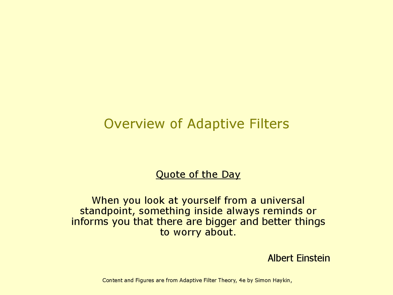 Overview Of Adaptive Filters Digital Signal Processing Lecture Slides
