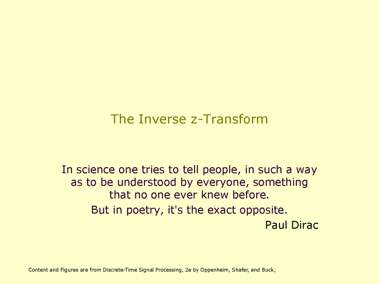 The Inverse Z Transform Digital Signal Processing Lecture Slides Docsity