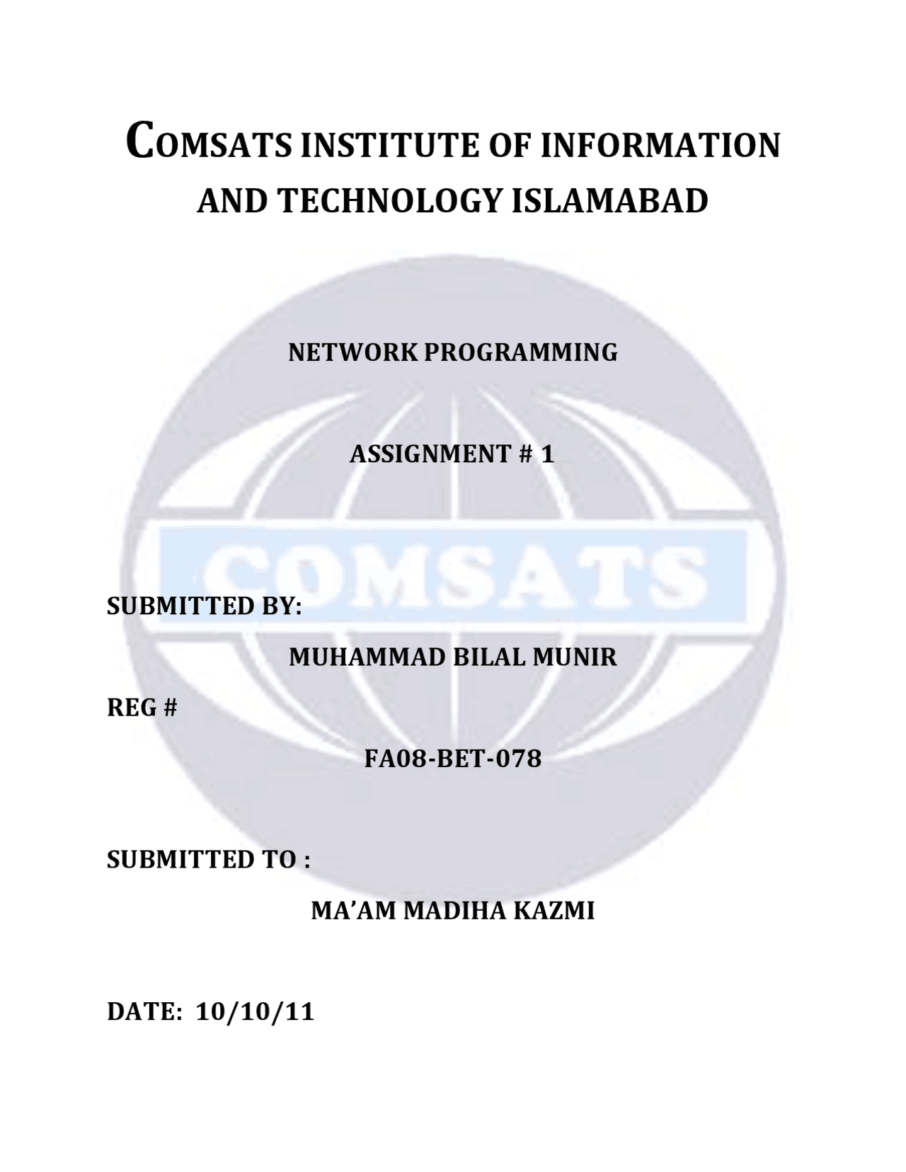 OSI Model-Network Programming-Assignment Solution | Exercises Network Programming | Docsity