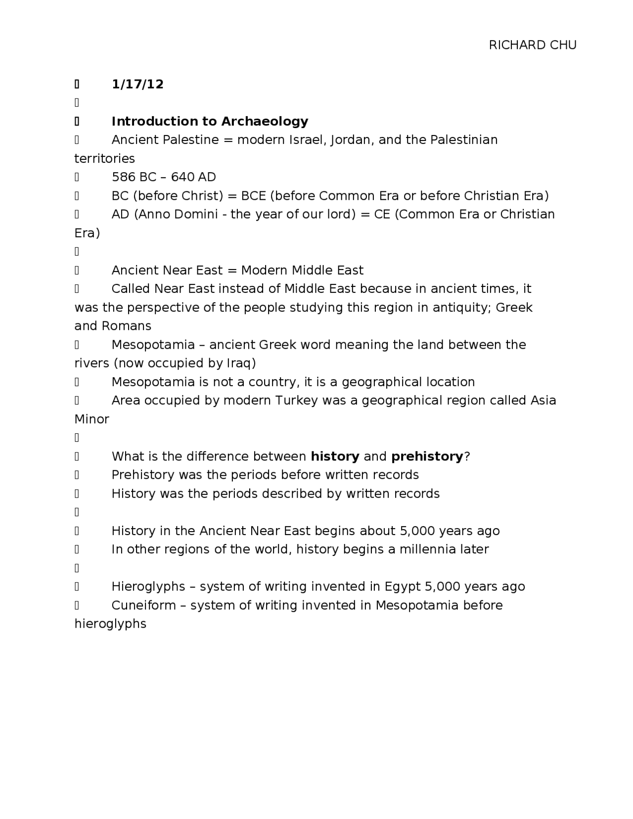 Introduction To Archaeology Lecture Notes Reli 110 Docsity