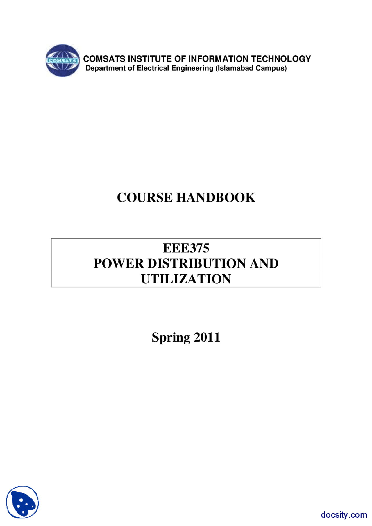 Course Outline Power Distribution And Utilization Lecture Slides