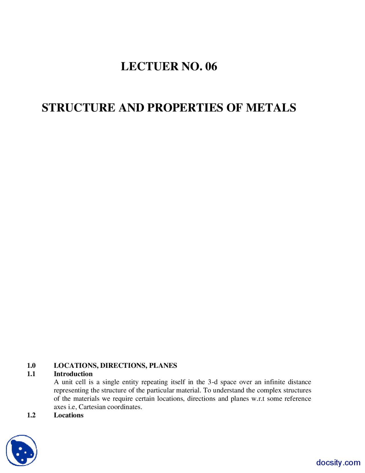 Structure and Properties, Location and Planes-Mechanics of Materials ...