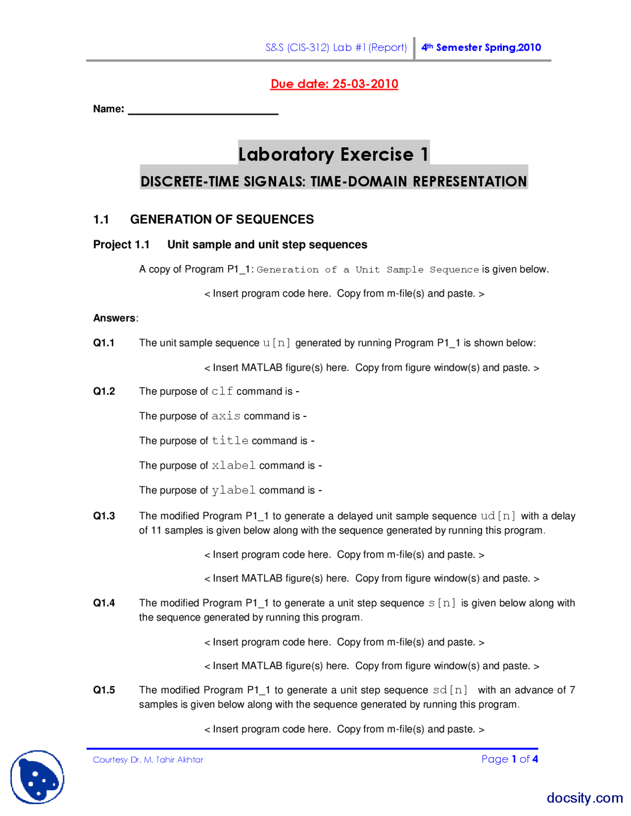 Discrete Time Systems Part 1 Digital Signal Processing Lab Exercise