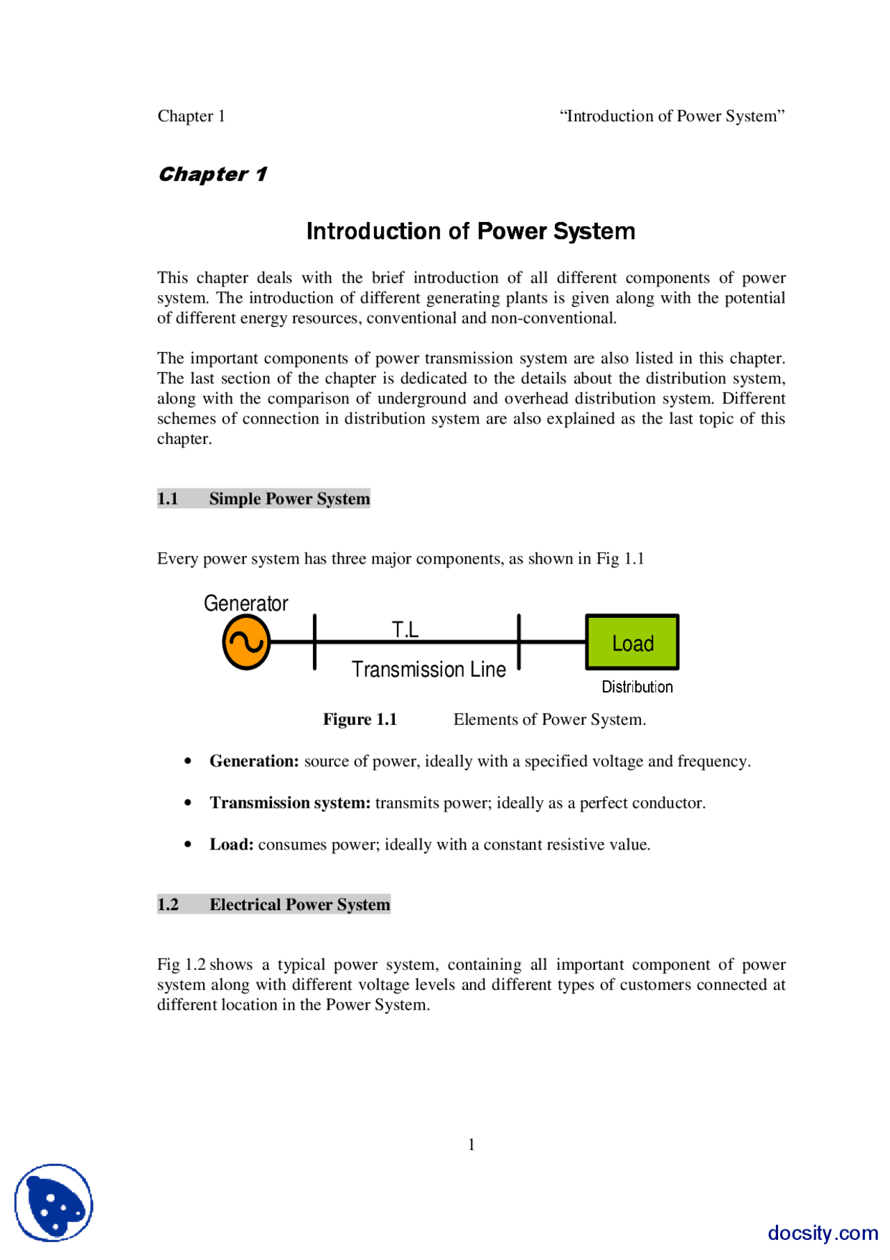 Introduction To Power System Power Distribution And Utilization Lecture