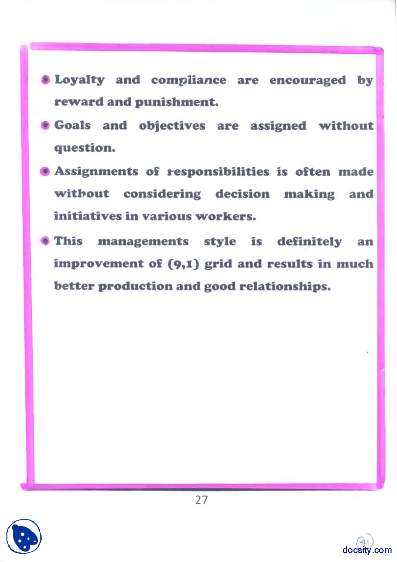 Management Grid Part2-Management Course-Lecture Slides - Docsity