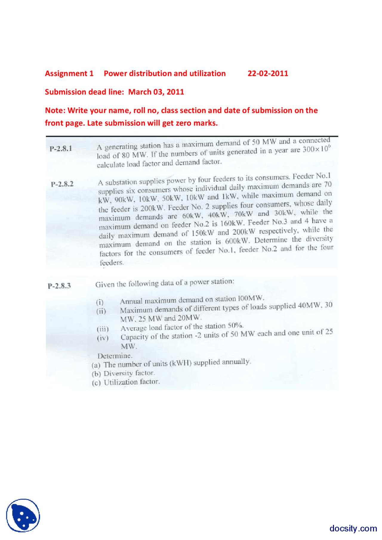 Utilization And Diversity Factor Power Distribution And Utilization