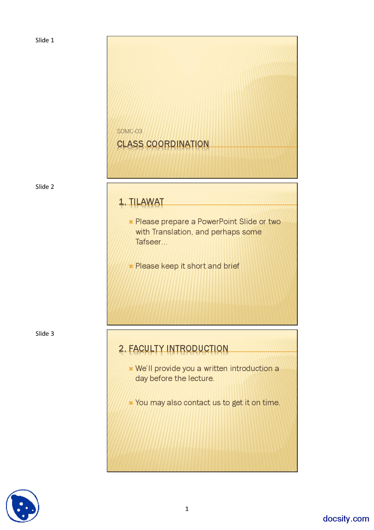 Class Coordination Classroom Management Lecture Slides Docsity