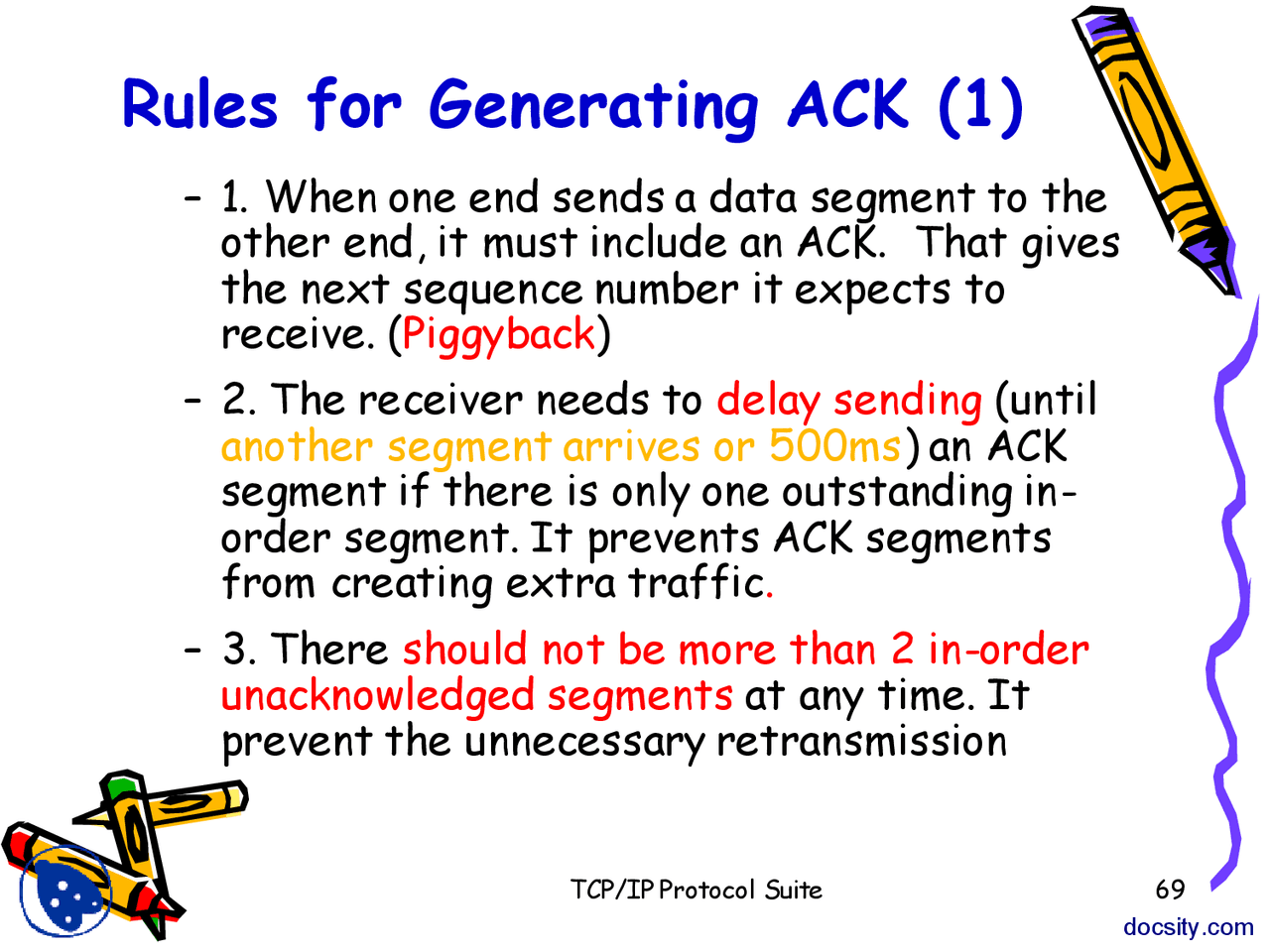 TCP/IP Protocol Suite: Rules for Generating ACK and Acknowledgement ...