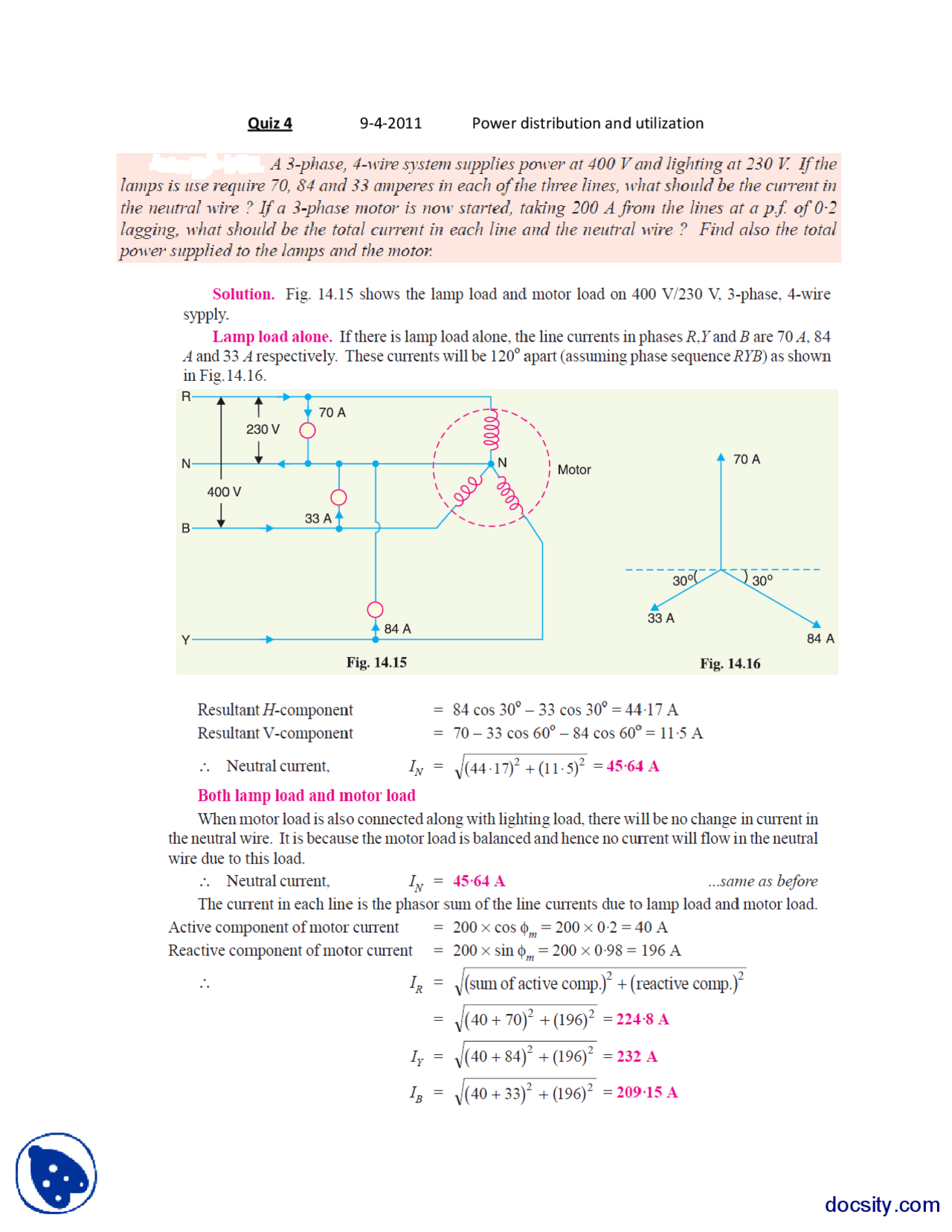 Total Power Power Distribution And Utilization Quiz Solution Docsity