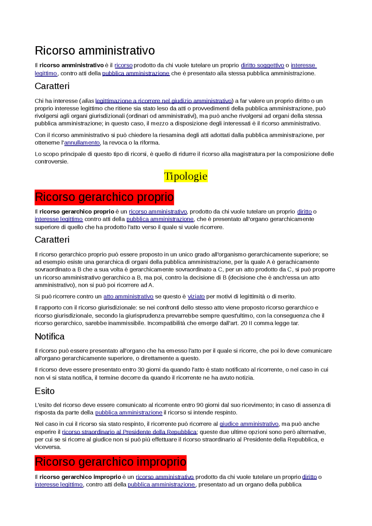 Ricorso amministrativo | Appunti di Diritto Amministrativo | Docsity